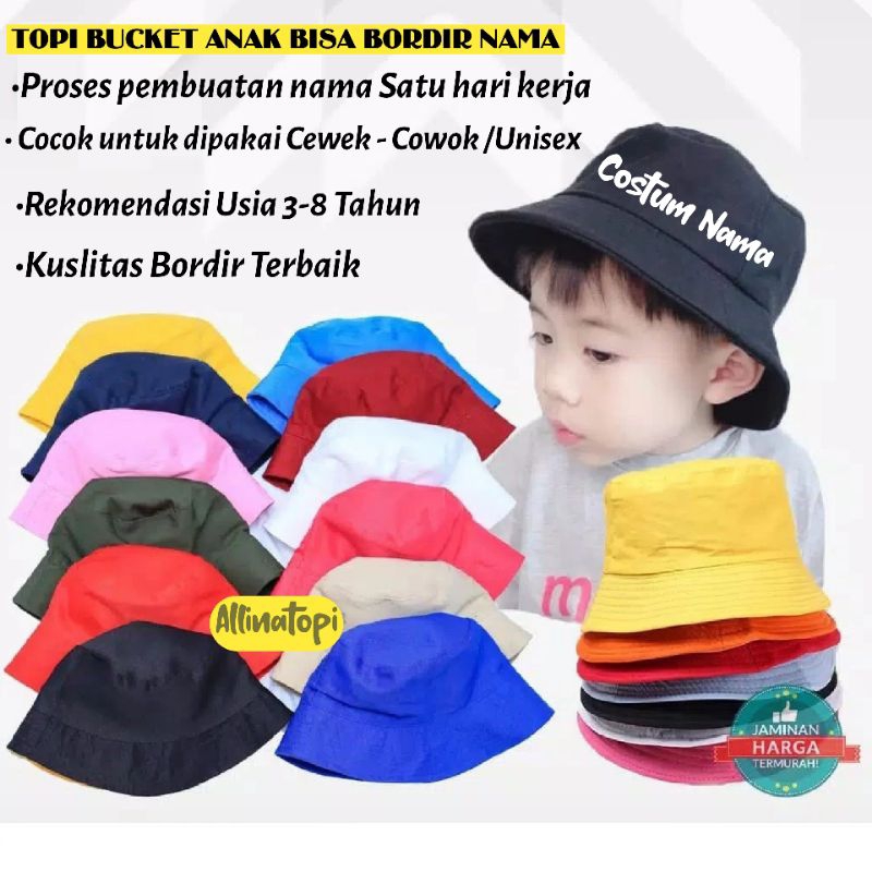 Children's Bucket Hat with Name Embroidery, Boys' and Girls' Bucket Hat ...