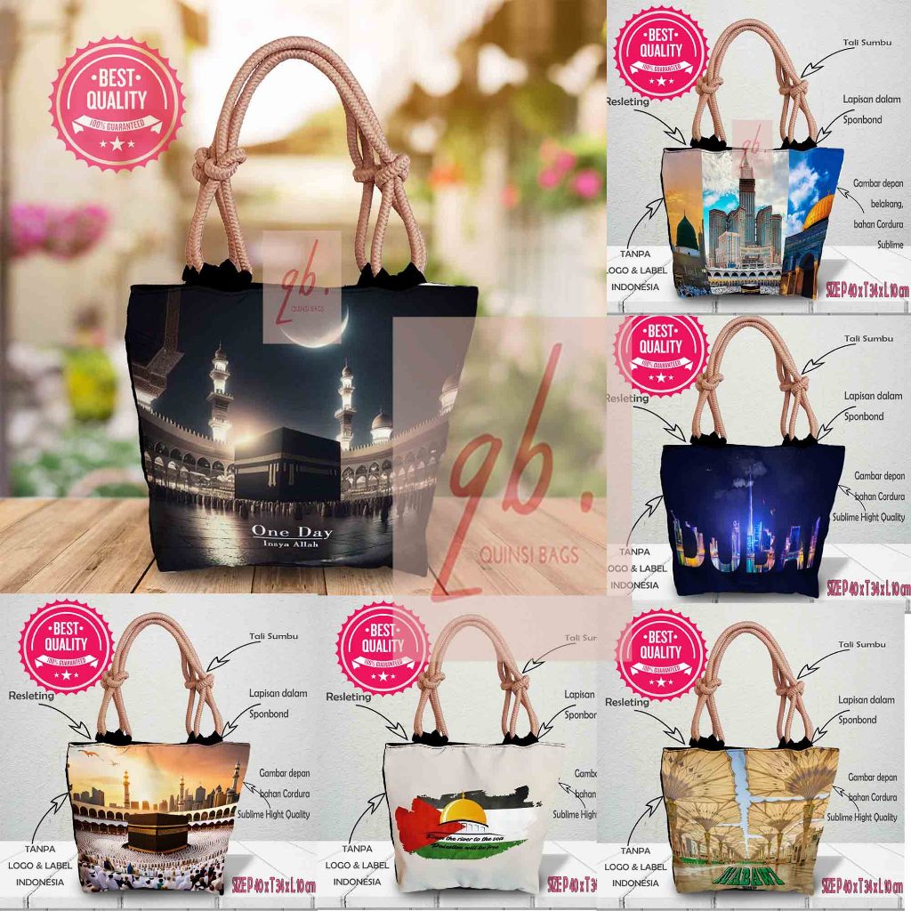 [QuinsiBags] Axis Strap Totebag Souvenir Printing Arabic Country Motif ...