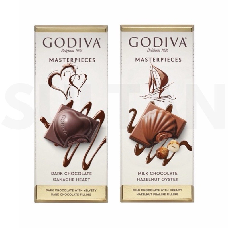 Masterpieces Godiva Bar IMPORT: Dark Chocolate Ganache Heart & Milk Chocolate Hazelnut Chocolate ...