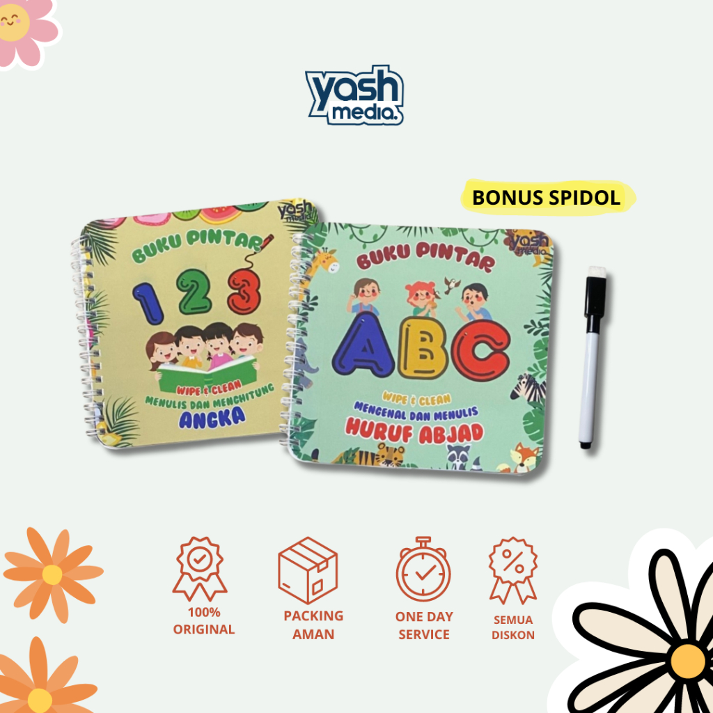 Wipe and Clean Children's Smart Book ABC Alphabet Letters & Numbers 123 ...