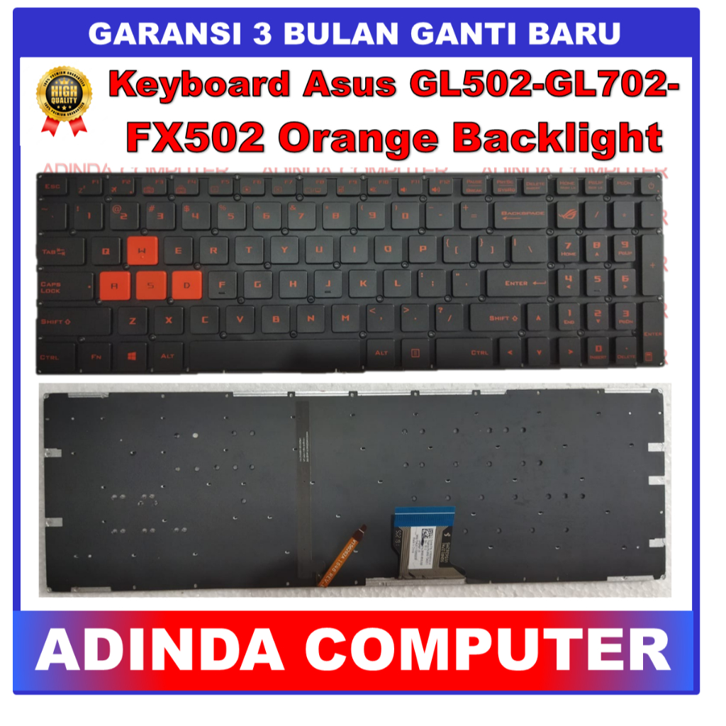 Asus ROG Strix FX502 GL502 GL702 GTX 1060 Orange Backlight Keyboard ...