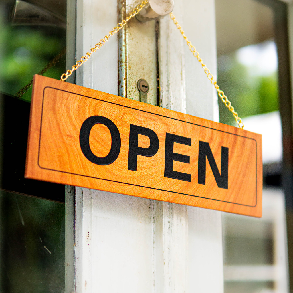 KAYU Sign OPEN CLOSE Reversible Wooden 10x30cm - Hanging OPEN and CLOSE ...