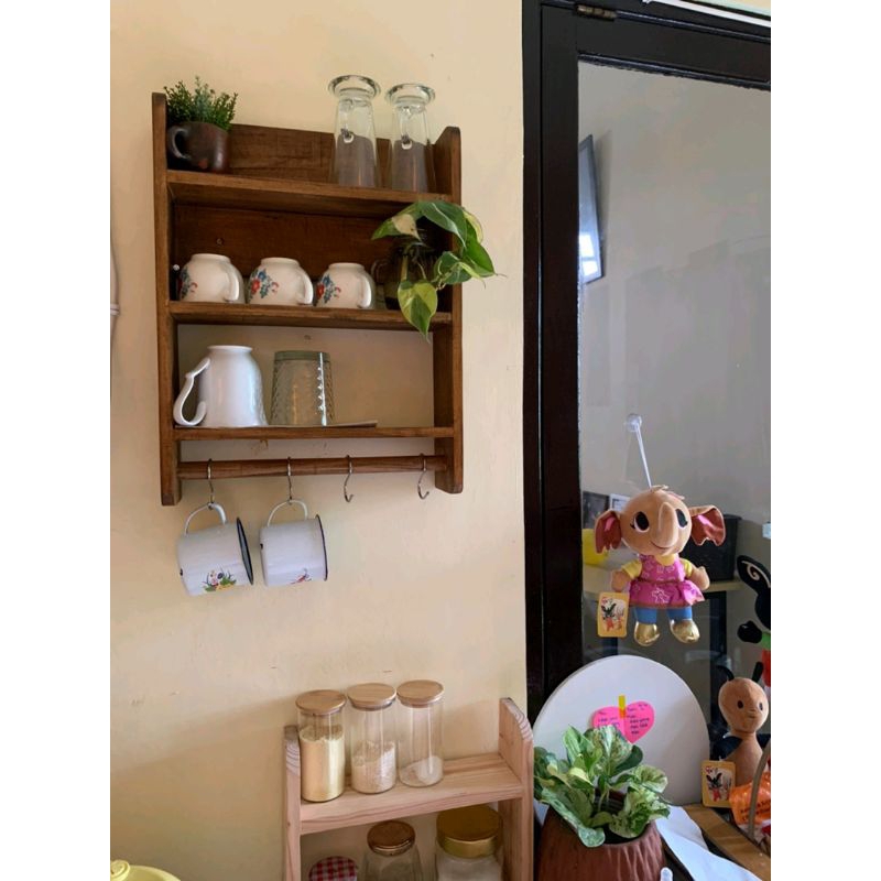 Three-tier dowel Wall Shelf | Shopee Malaysia
