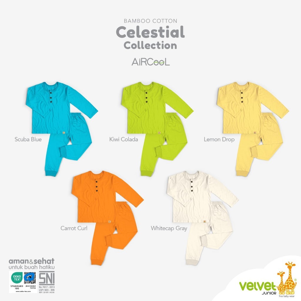Velvet JUNIOR Bamboo Cotton Celestial long (chest button) | Shopee Malaysia