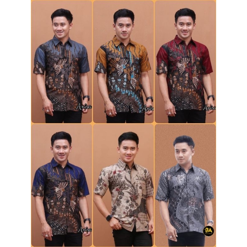 KEMEJA Men's batik Abadi Men's batik Shirts Short Sleeve Men's batik ...