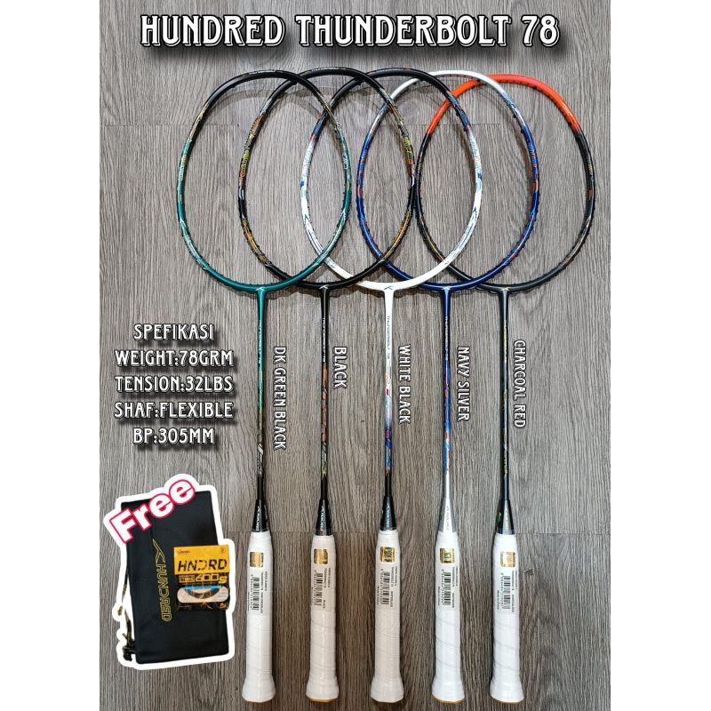 Badminton Racket hundred thunderbolt 78 original 32 lbs free String And ...