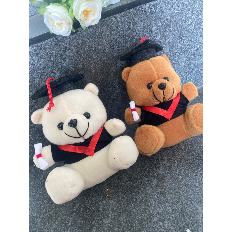 Graduation doll with flower bucket material and graduation toga teddy ...