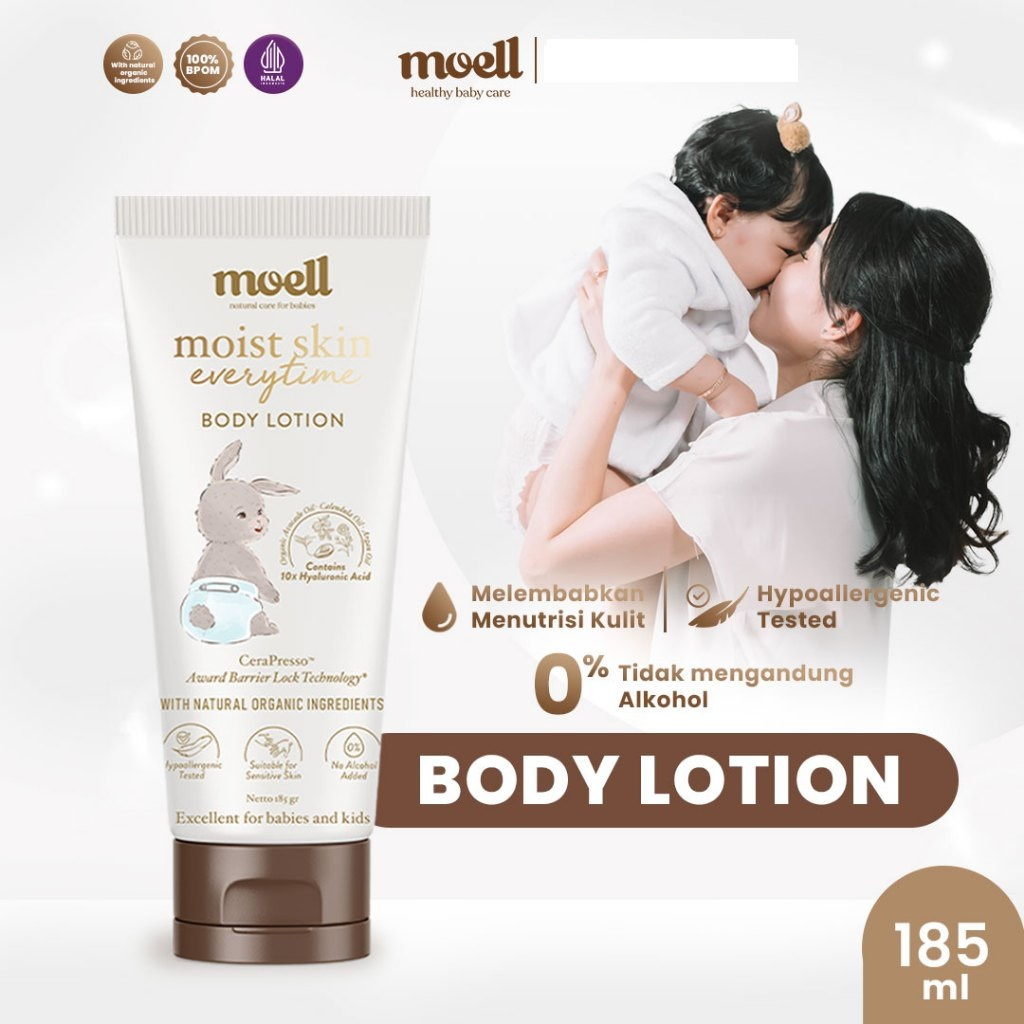 Moell Moist Skin Everytime 185gr/Moell body lotion baby/natural organic ...