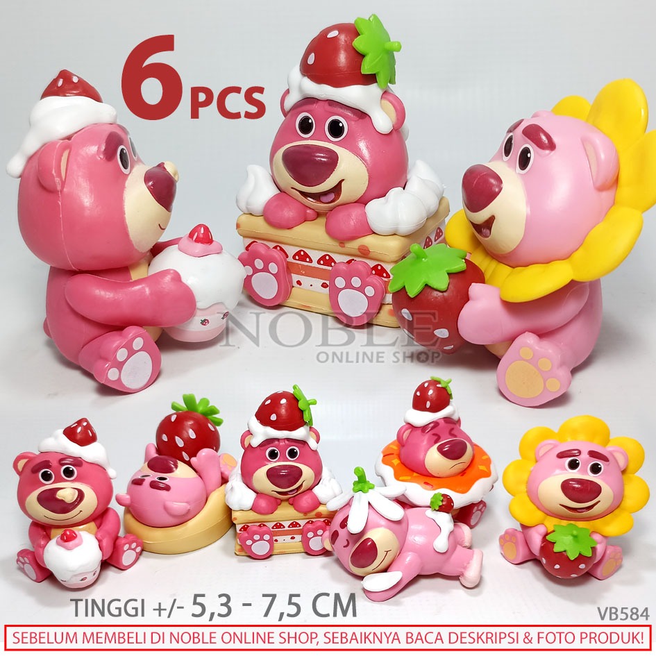 MERAH Lotso Bear Figure Birthday Cake Strawberry Donut Sleep Red Bear ...