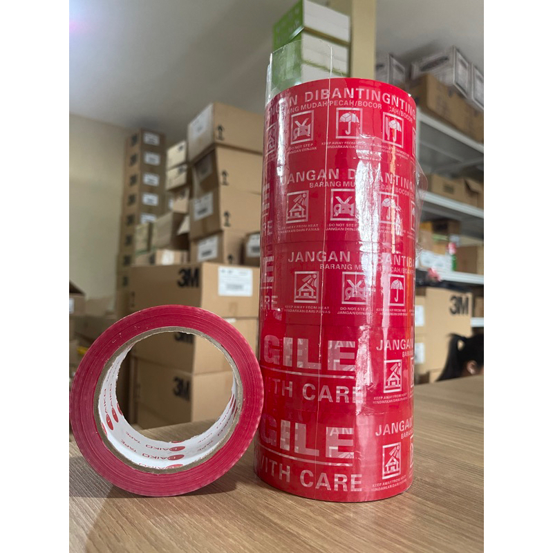 MERAH Daiko red fragile duct tape 100 meters x 48 mm don't slam the ...