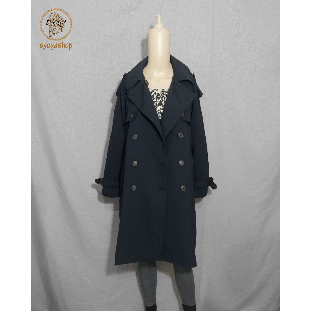 HITAM Premium Black Trench Coat LD 104 | Shopee Malaysia
