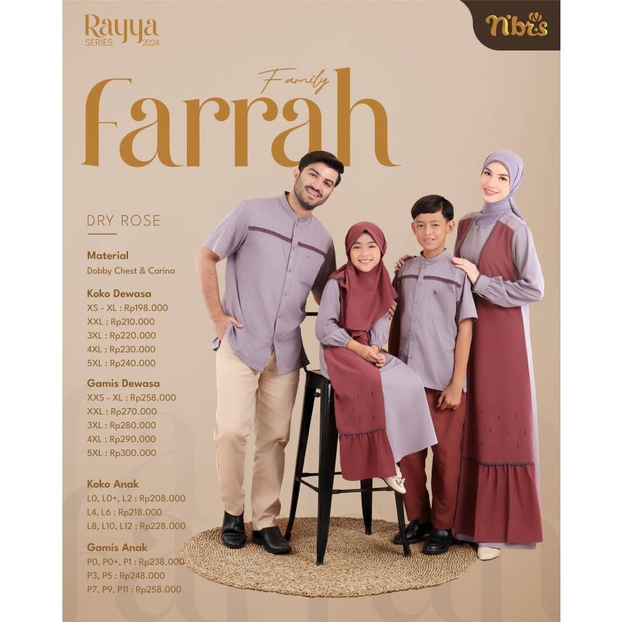 Nibras RAYYA FARRAH DRY ROSE Sarimbit Family 2024 NBRS RAYA SERIES ...