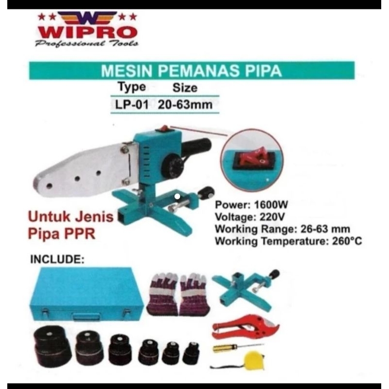 MESIN Wipro LP-01 PPR Pipe Heating Machine 20 - 63 mm LP01 heater | Shopee Malaysia