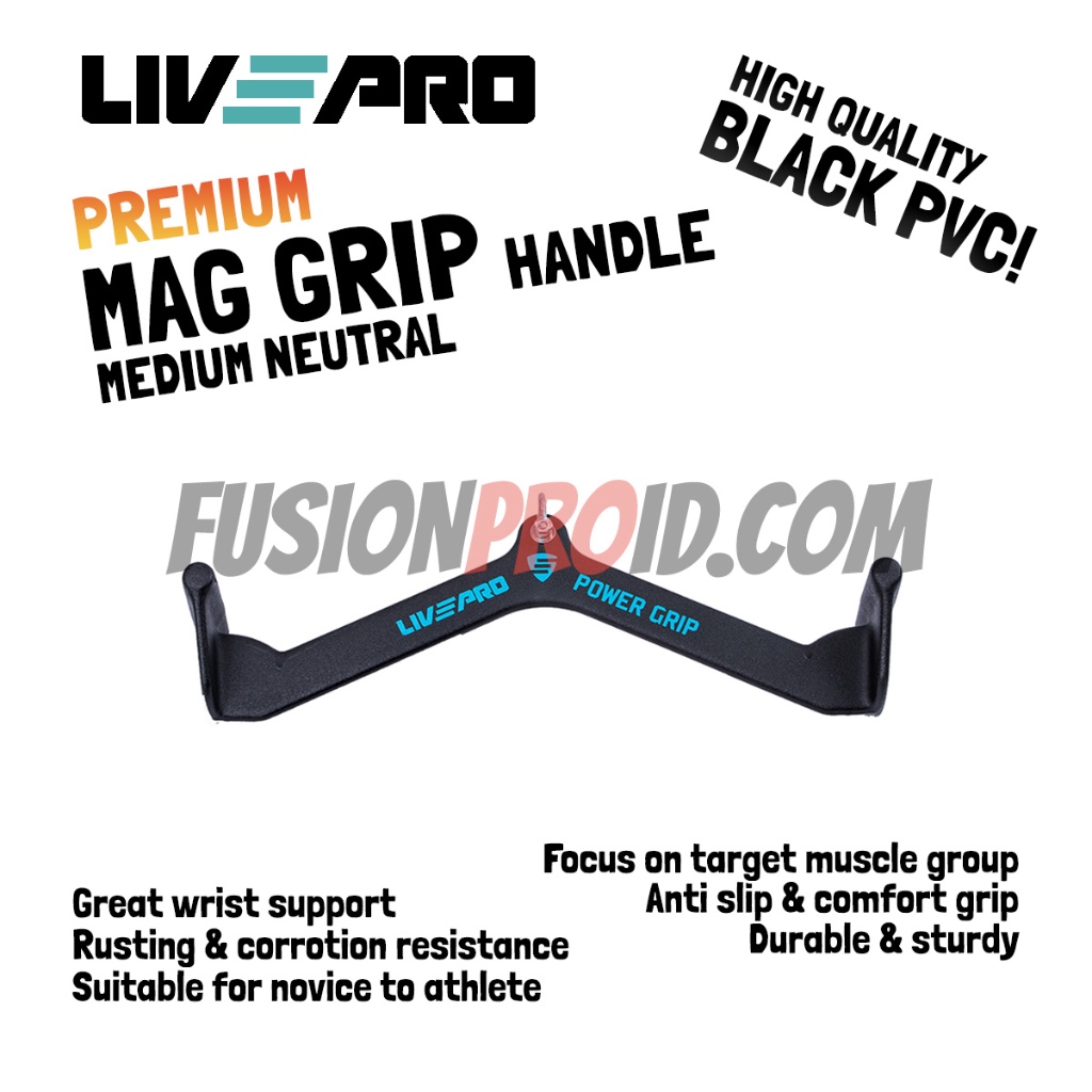 Medium Neutral MAG Power Grip Handle Bar Cable Attachment Gym Livepro ...
