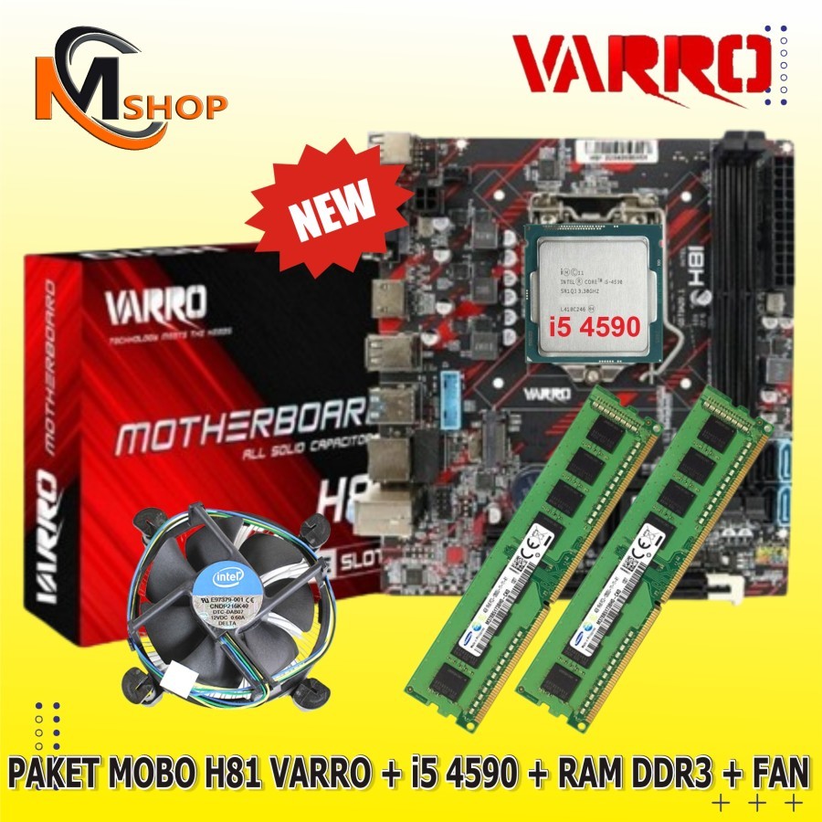 Mainboard Package Mobo H81 LGA 1150 Varro NVME New+Processor Core i5 4570/4590+RAM DDR3+Fan ...