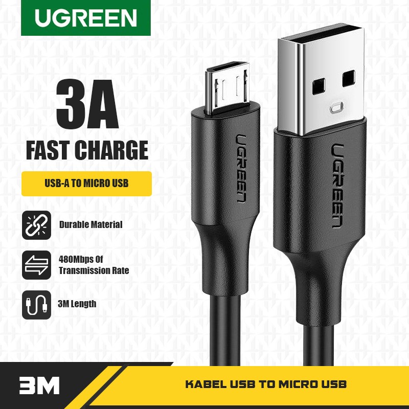 Ugreen 60827 Micro USB Data Cable 3M Fast Charging | Shopee Malaysia