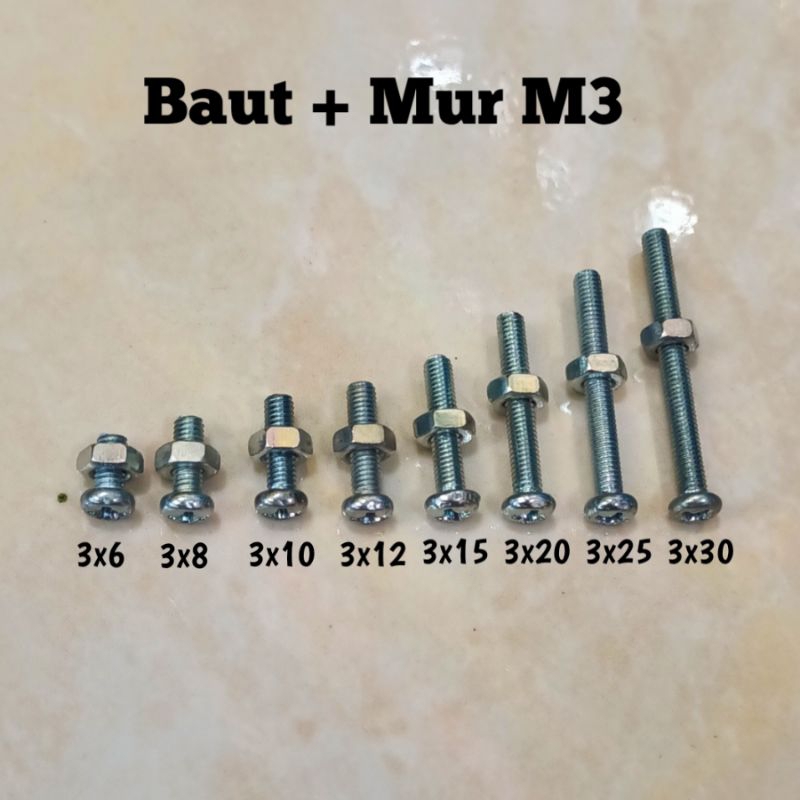 Bolt + Nut M3 Bolt 3mm | Shopee Malaysia