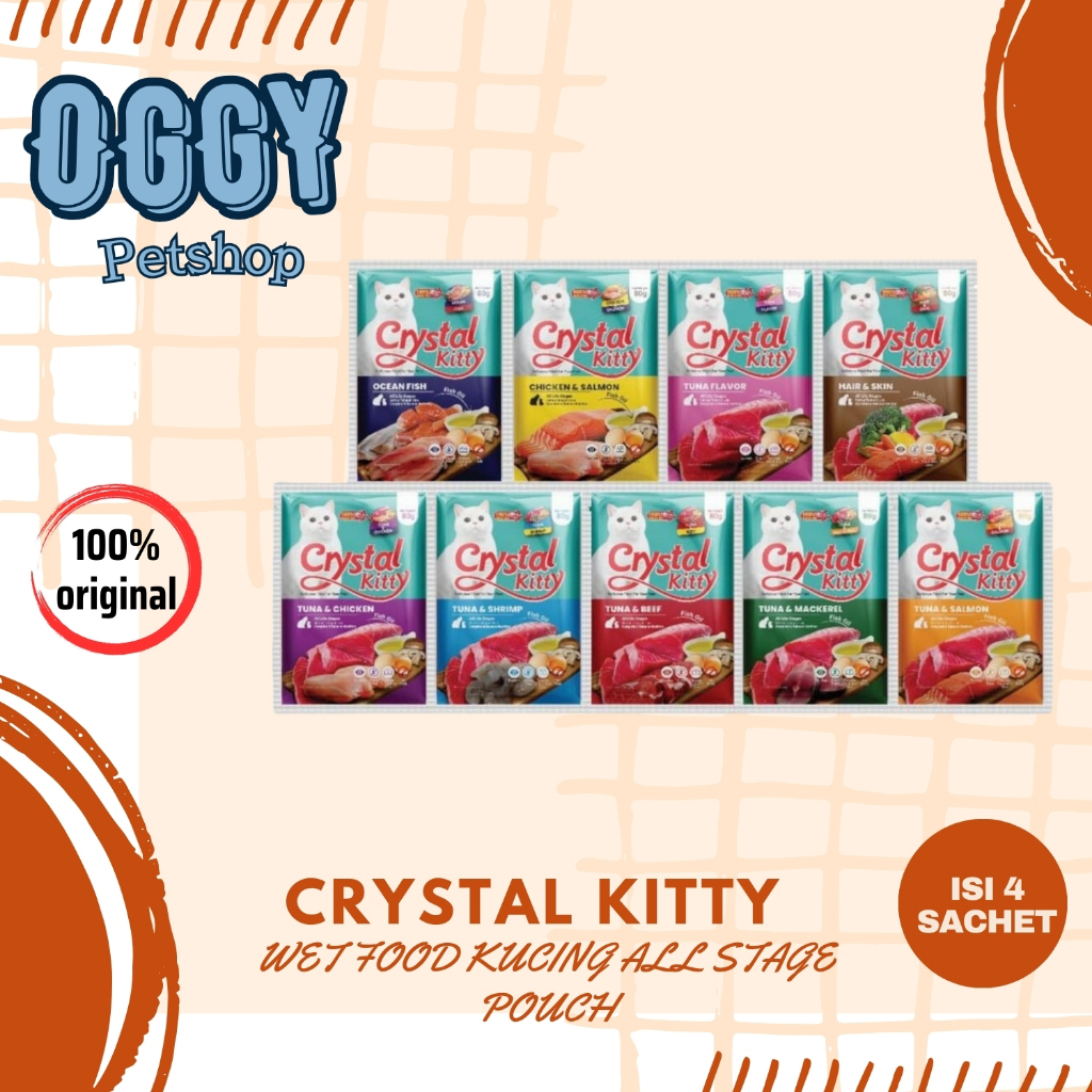 Crystal KITTY Pouch Sachet 80 Gr Wet Food for Cats All Ages All Stages ...