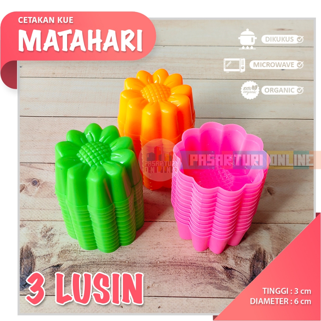 MATAHARI Pack of 3 Dozen Plastic Jelly Pudding SUN Cake Molds Acuan ...