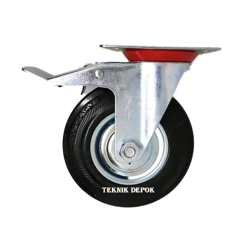 4 Inch Rubber Wheel Live Brake Rubber Wheel Trolley Heavy Duty Trolly ...