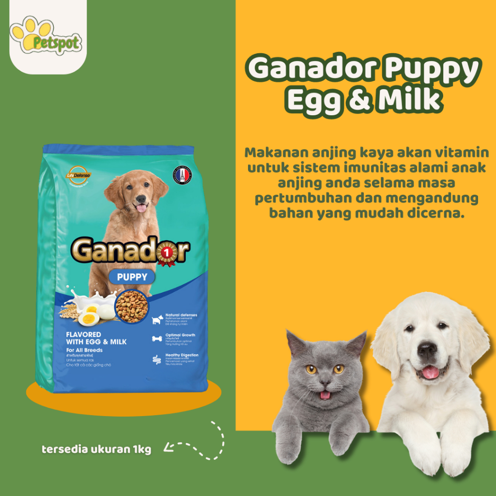 Petspotid - Repack Ganador Puppy Egg and Milk 1kg - Egg & Milk Flavored ...