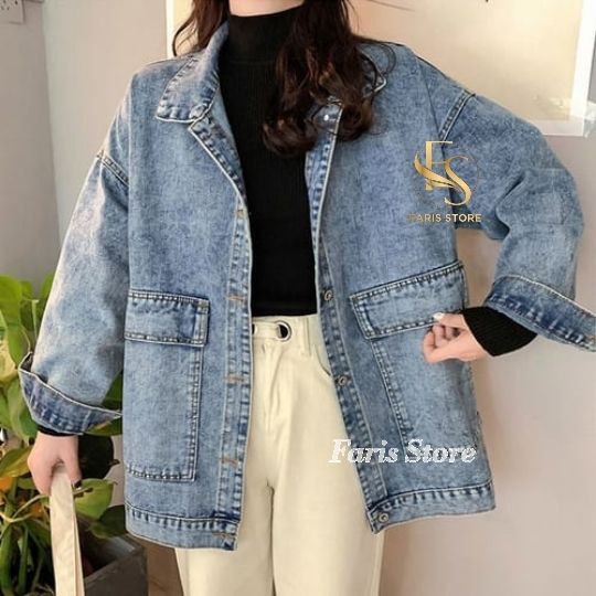 Women's Premium Thick Jumbo Oversized Denim Jacket Denim Jacket Woman ...