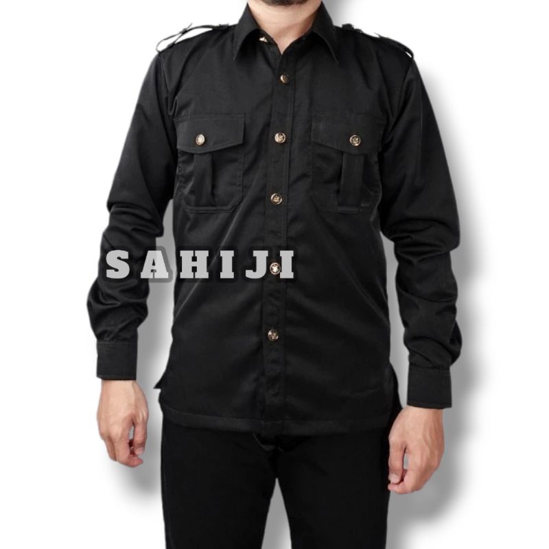 HITAM Long & Short - 1 Stell Safari Uniform Black Color Thick Material ...