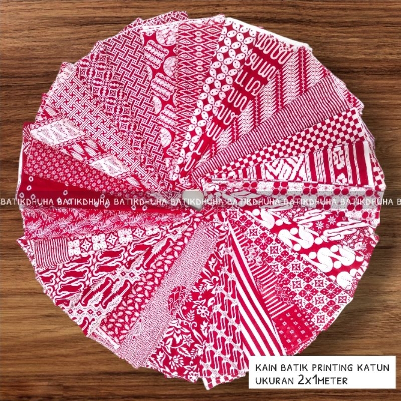 MERAH PUTIH Red AND WHITE BATIK FABRIC / TRUNTUM SENO LIRIS LAWASAN ...
