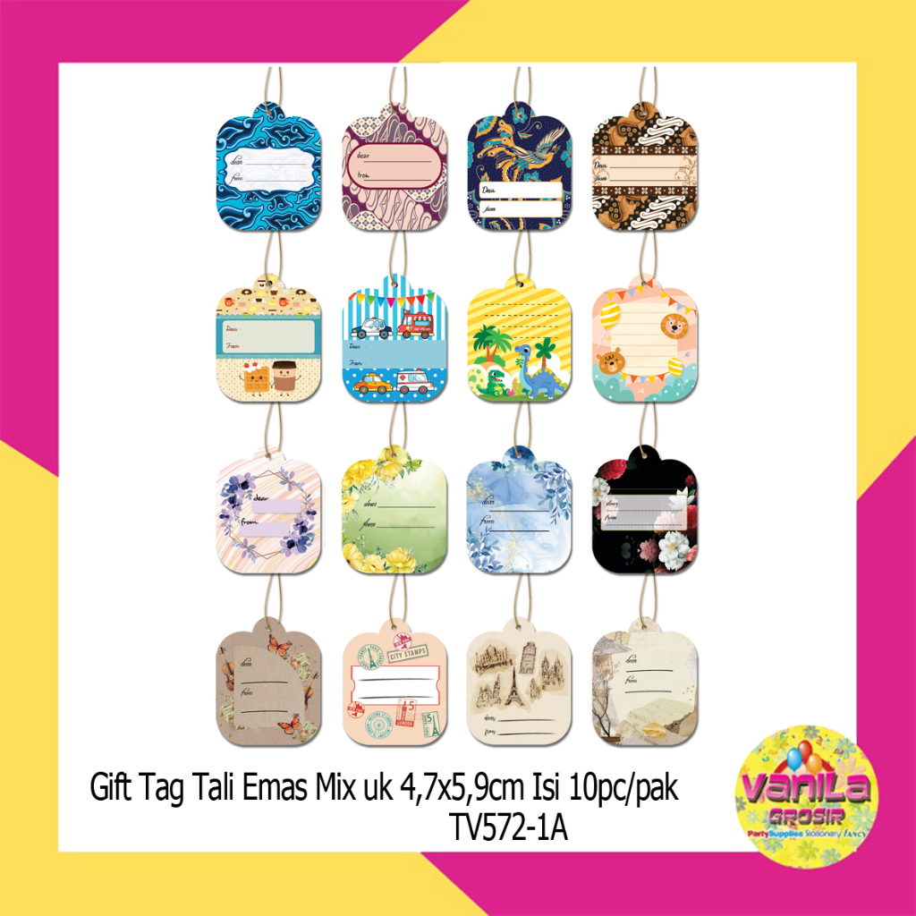 (1 Pack of 10Pcs) Character gift Tags + Gold Rope, kids gift tags, hand ...