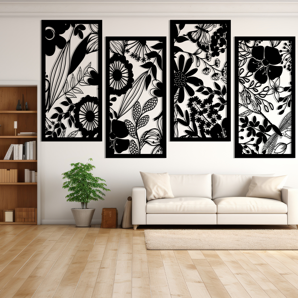 Set of Aesthetic Plywood Living Room Wall Panel Decorations ...