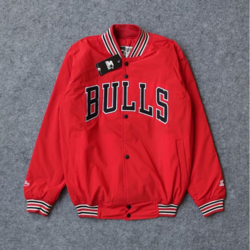 MERAH Varsity JACKET BASEBALL NBA CHICAGO BULLS RED BIG LOGO FULL ...