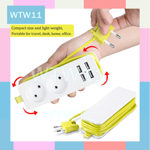 Wtw Portable Travel Socket - 4 USB Ports - 1.5 Meter Cable/2 Switch ...