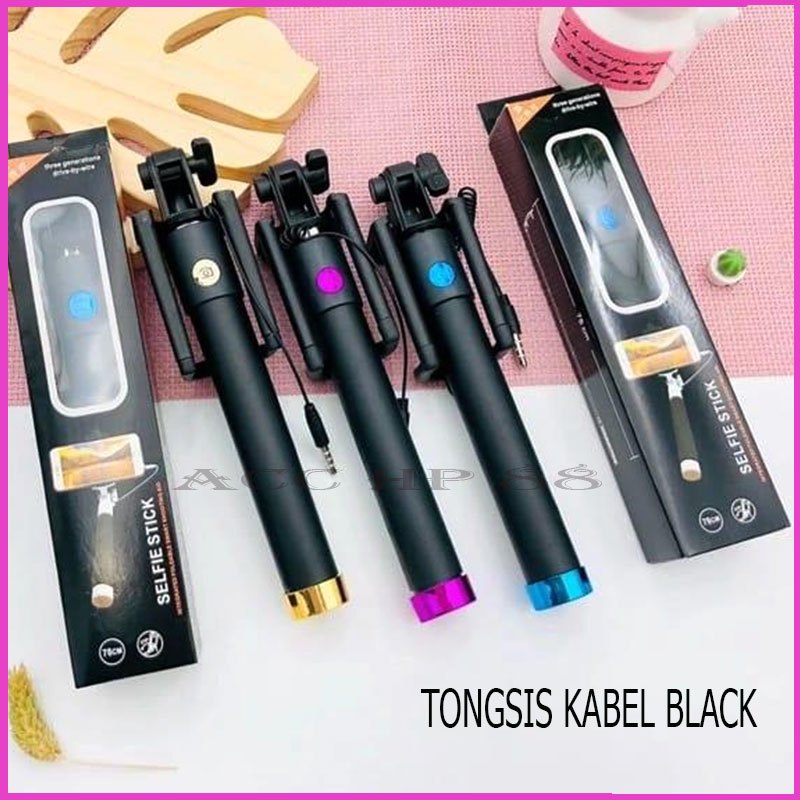 HP Acchp Full Black Selfie Stick Folding Universwal Handphone Color ...