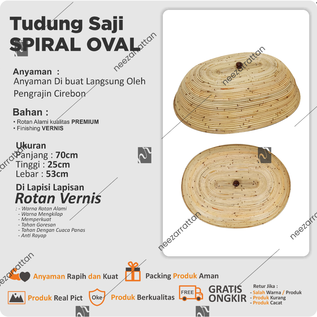 Oval SPIRAL Serving Cover Rattan Woven Dining Table Side Dish Cover ...