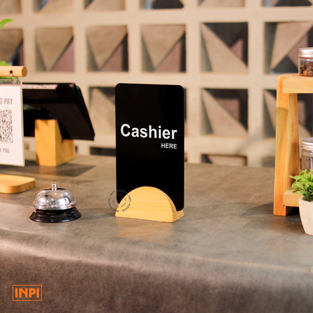 Sign Cashier Here Portrait Acrylic Wood - INPI House | Shopee Malaysia