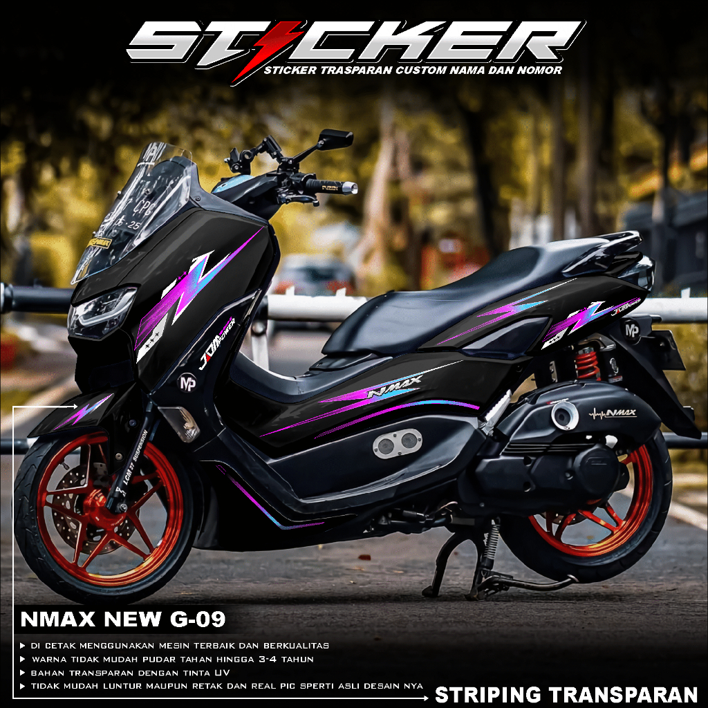 Sticker Striping Transparent UV NMAX 155 New VVA Simple List NMAX 2020 ...