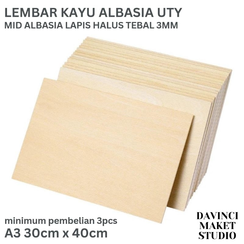 Albasia Wood Sheet 3mm A3 30cm x 40cm - UTY Fine Coated Balsa Plywood ...