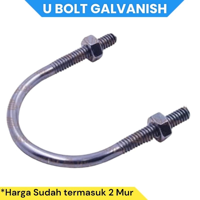 U bolt 1 2 3 4 5 6 7 8 12 20 Inch / ubolt pipe clamp / galvanized zinc plated iron | Shopee Malaysia