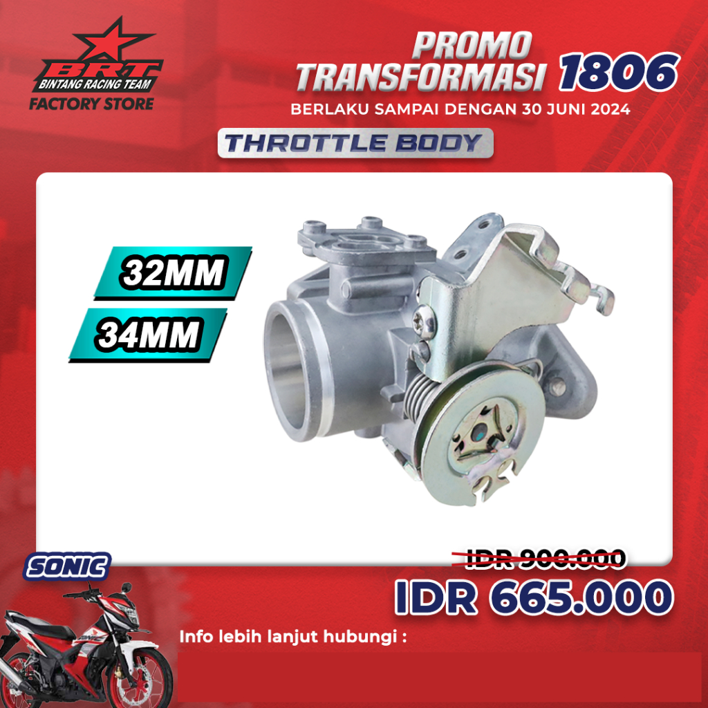 Tb THROTTLE BODY DIAMTER 32mm/34mm HONDA SONIC - BRT BINTANG RACING ...