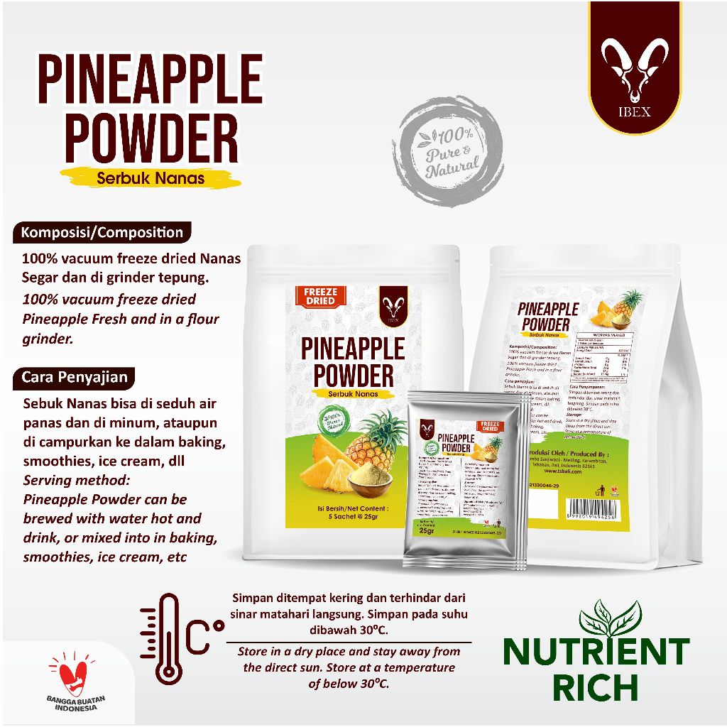 Ibex FREEZE DRIED PINEAPPLE POWDER/PANER POWDER 5s @ 25gr | Shopee Malaysia