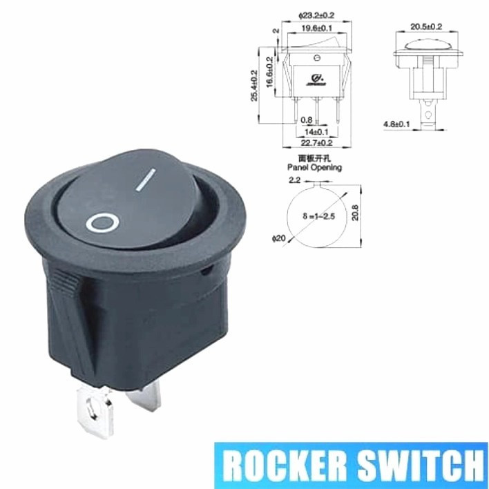 HITAM Black Round On Off Switch 2 pin Round Switch 2 feet | Shopee Malaysia