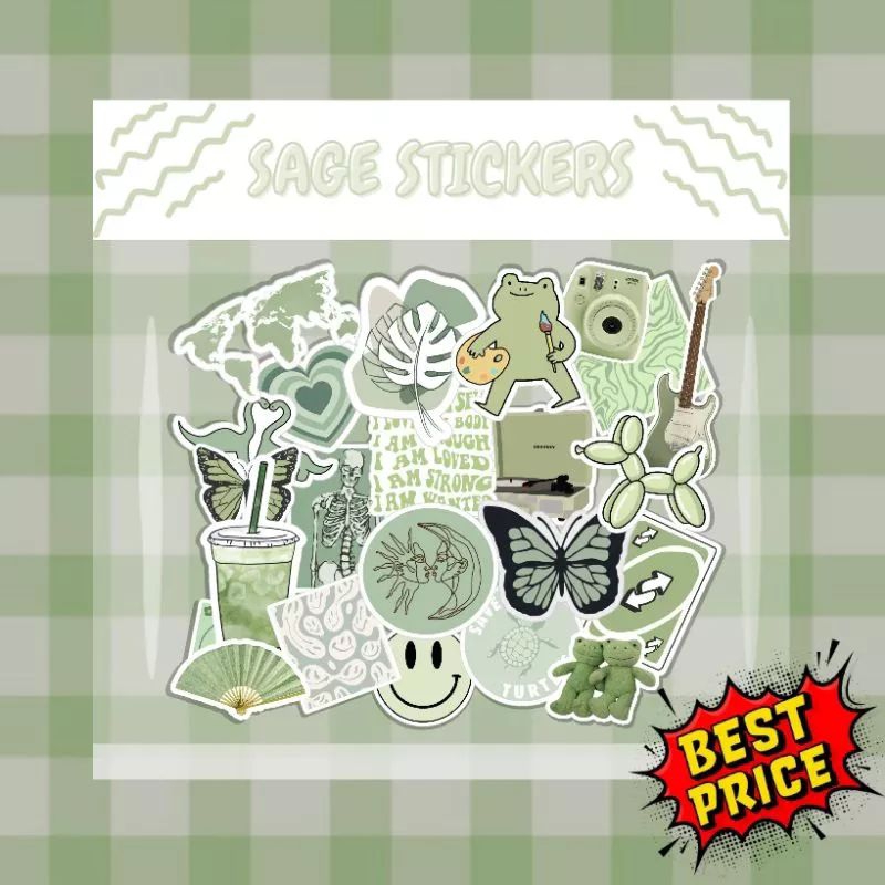 60pcs VIRAL SAGE STICKER | Sage GREEN AESTHETIC STICKERS | Sage GREEN ...