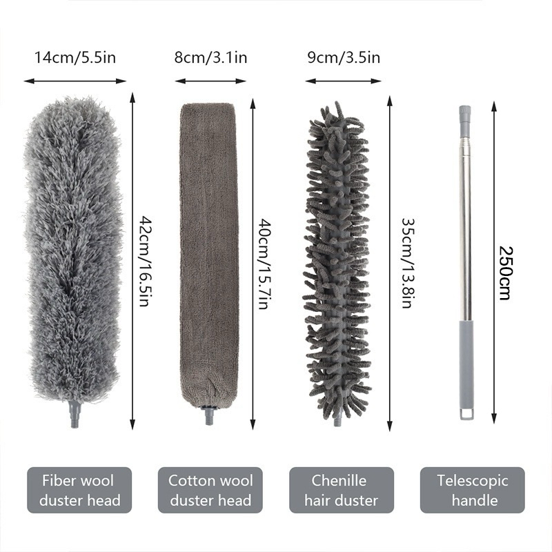 Home Cleaning Tool/4 In 1 Microfiber Feather Duster Long Handle ...