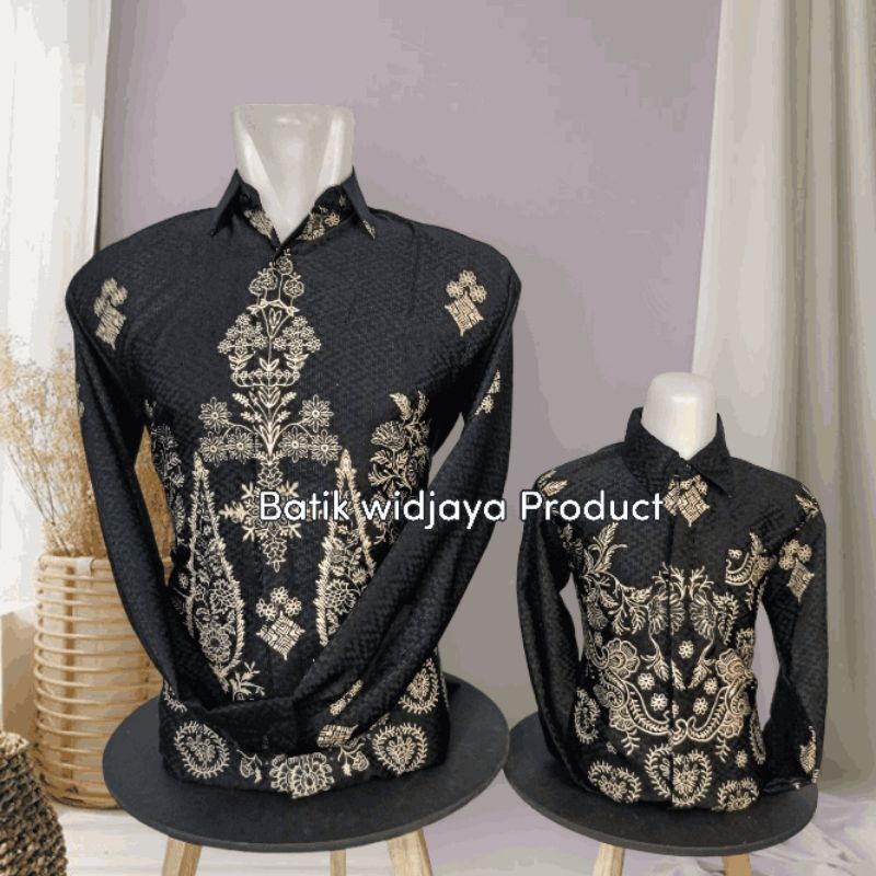 HITAM Batik couple Father Son Black wayang/batik couple Father Son ...