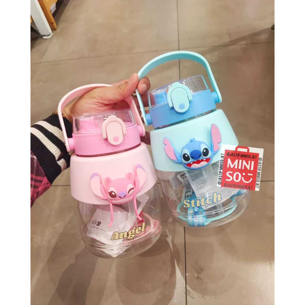 Miniso Lilo & Stitch Collection Plastic Straw Drinking Bottle + Long ...