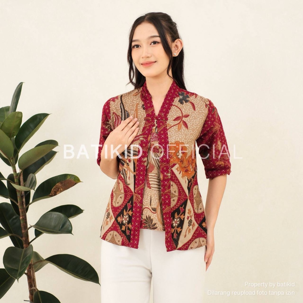 KATUN Batikid - Women's Batik Top [Cotton Material] - Maroon Chicken ...