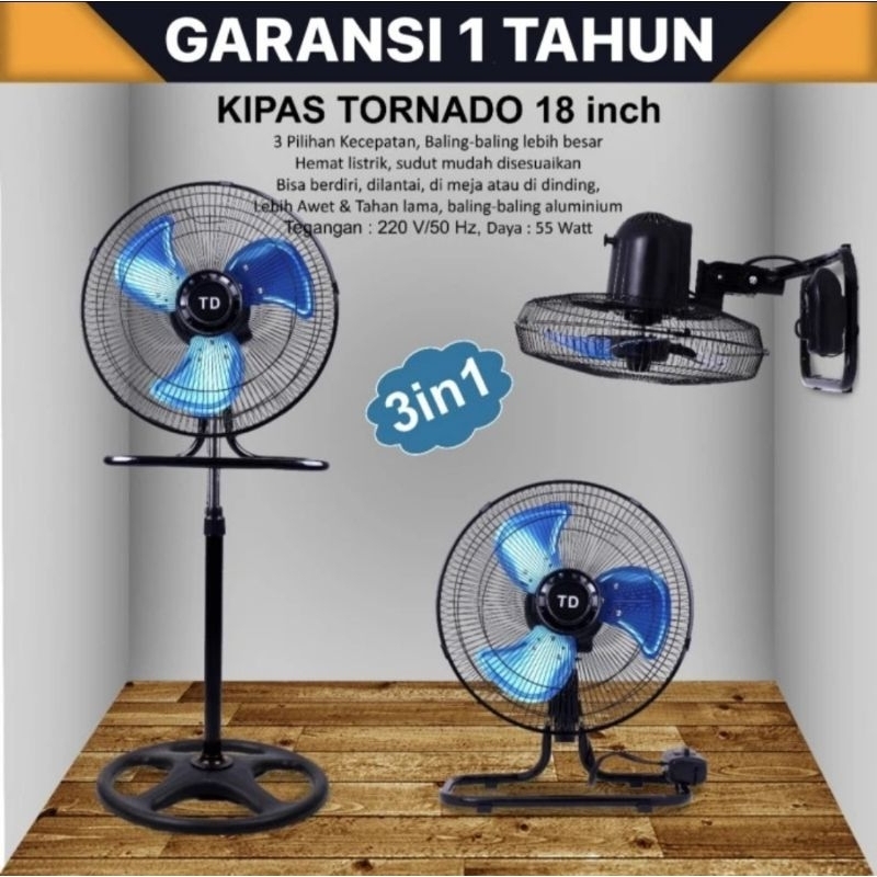 Tornado fan 3 in 1 iron fan, standing fan, 18 inch fan | Shopee Malaysia