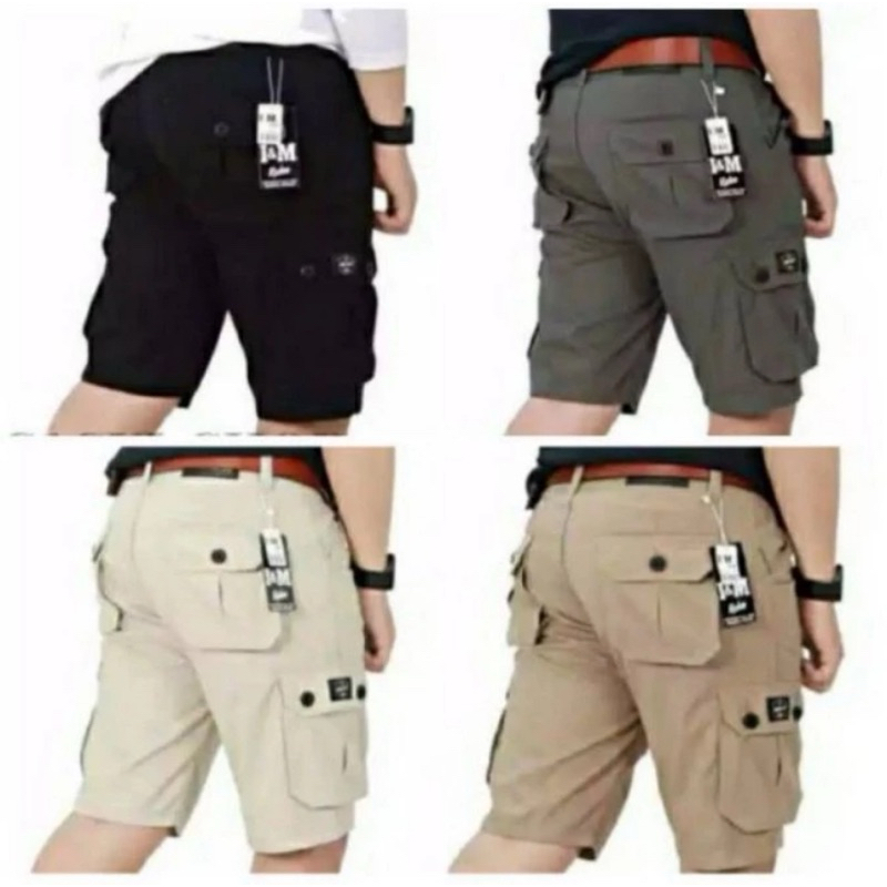 Men's Solid Short Cargo Pants Stayle Casual Stretchy Material Big Size ...