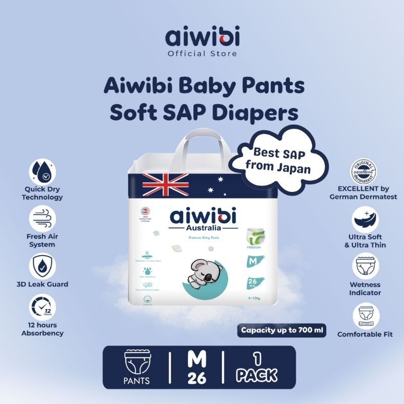 Aiwibi Premium PANTS Soft SAP M26 Baby Diaper PANTS Type Baby Diapers ...