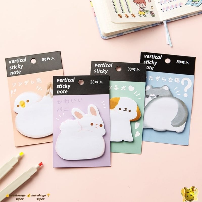 PERALATAN [30 Sheets] sticky note aesthetic post it Cute Animal ...